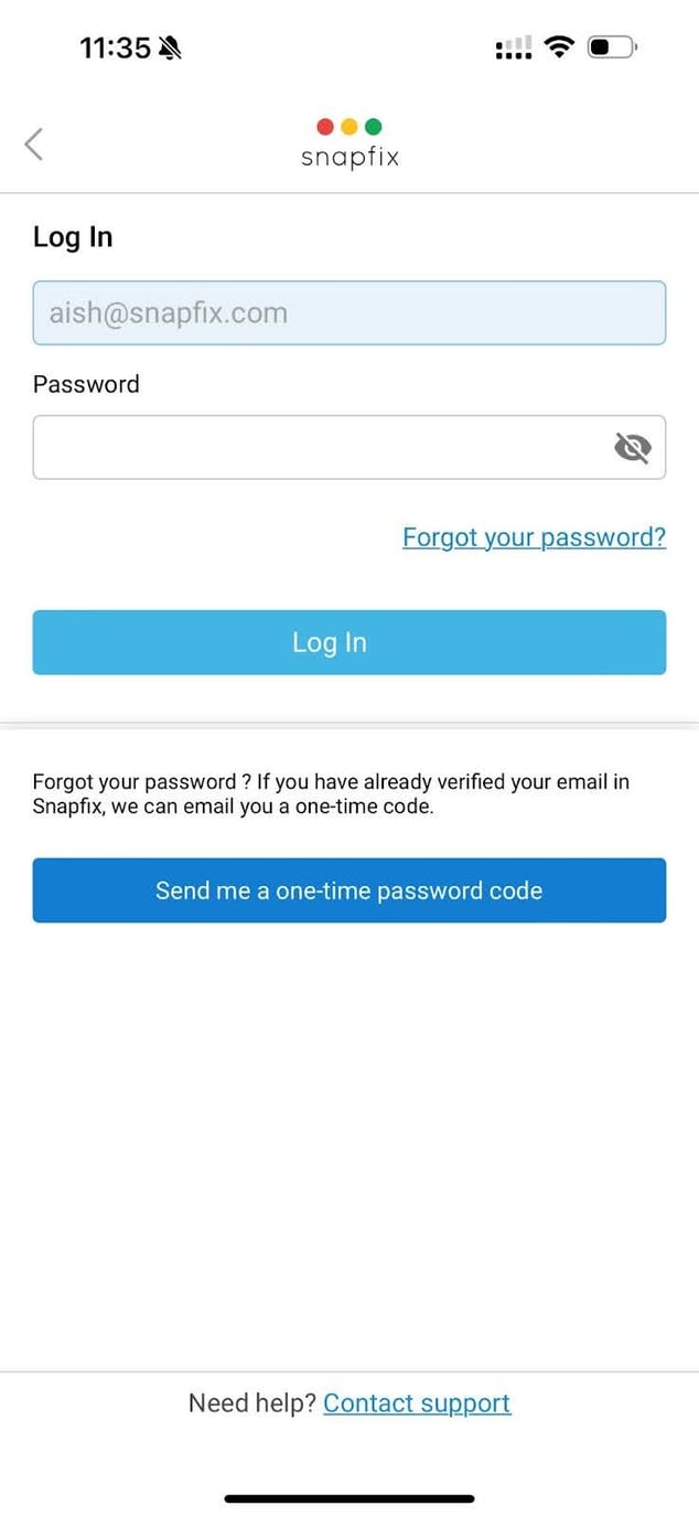 How to Login using a one-time code